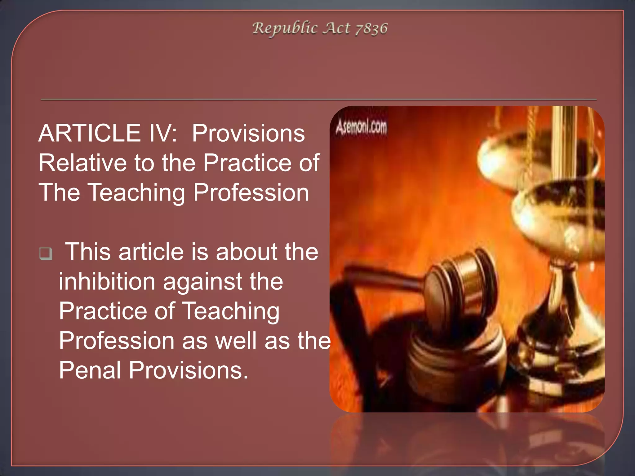 REPUBLIC ACT 7836 (Philippine Teachers Professionalization Act) | PPTX