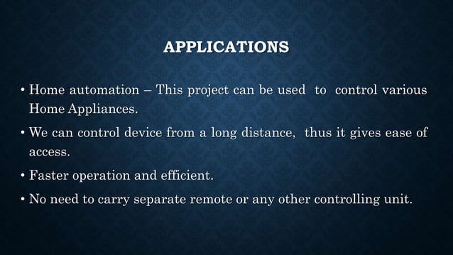 Wireless home appliance control using arduino and bluetooth module | PPTX