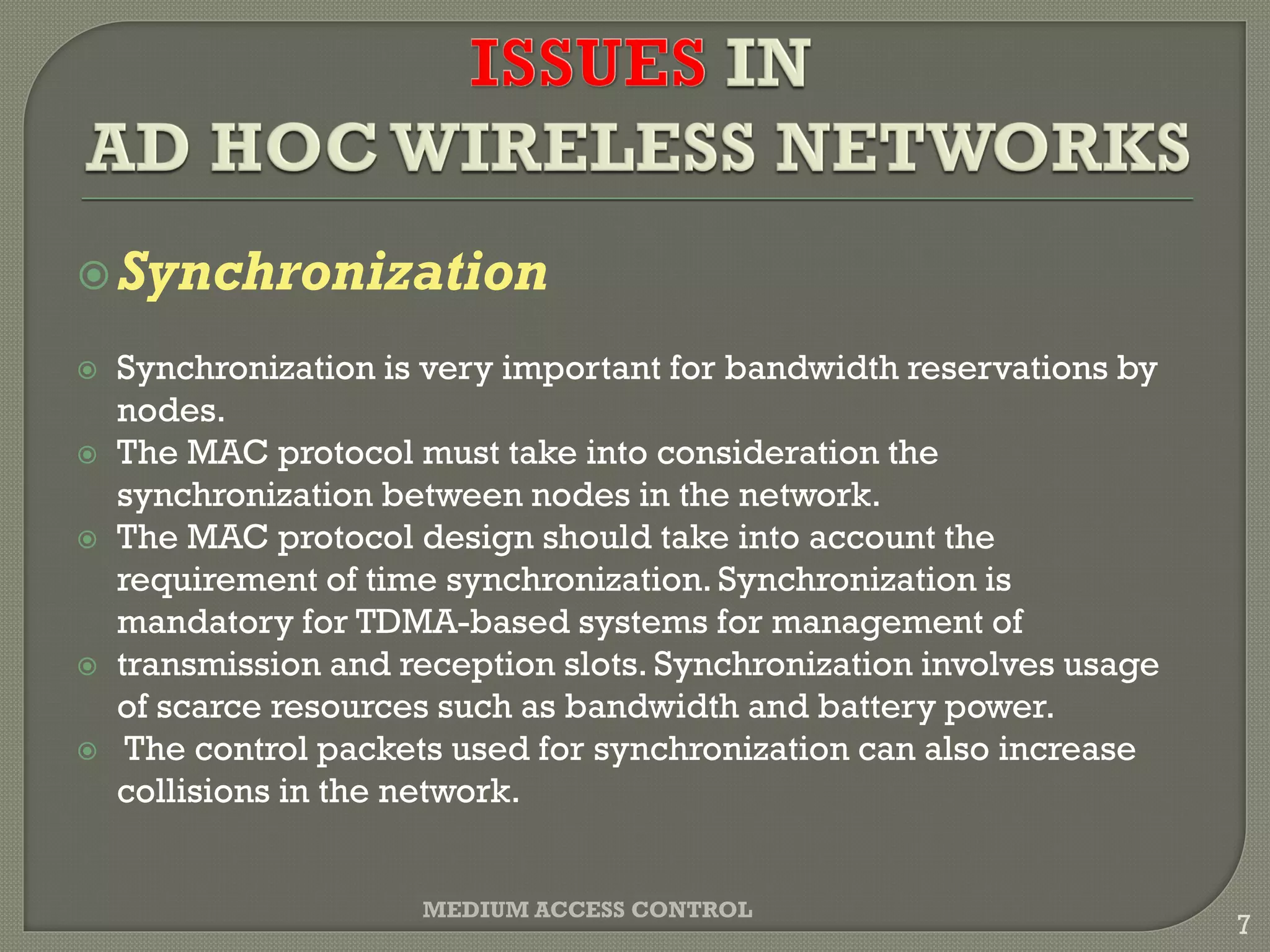 Design Issues In Adhoc Wireless Mac Protocol Pdf Computer