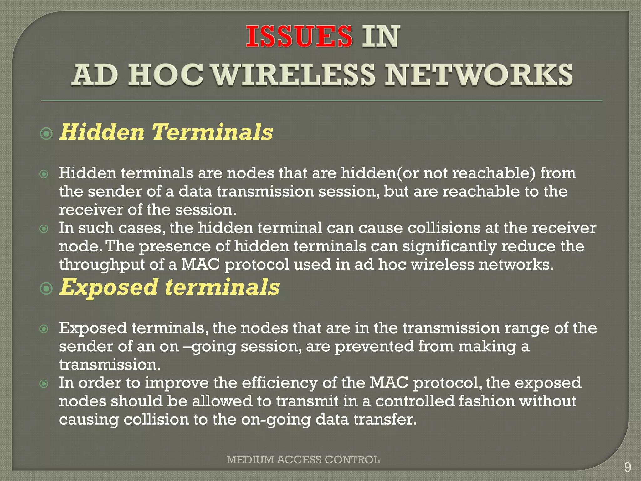 Issues In Adhoc Wireless Network | PPT