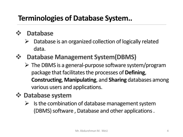 Chapter 01 Fundamental of Database Management System (DBMS) | PDF ...