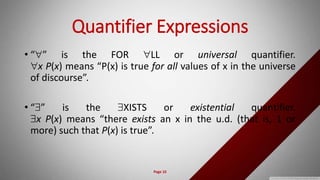 Predicates and Quantifiers | PPTX | Programming Languages | Computing