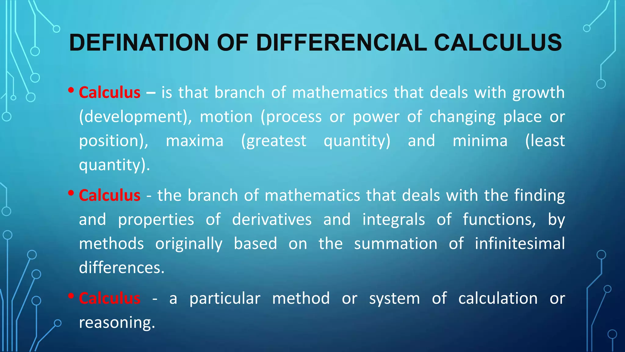 A presentation on differencial calculus | PPTX