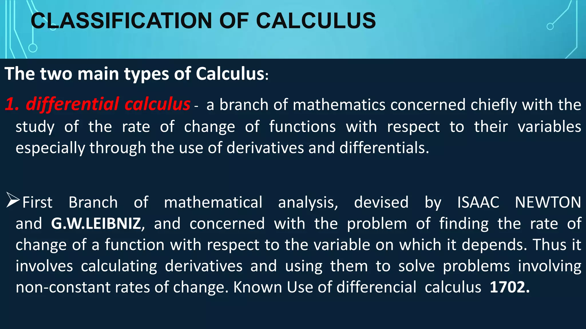 A presentation on differencial calculus | PPTX | Physics | Science