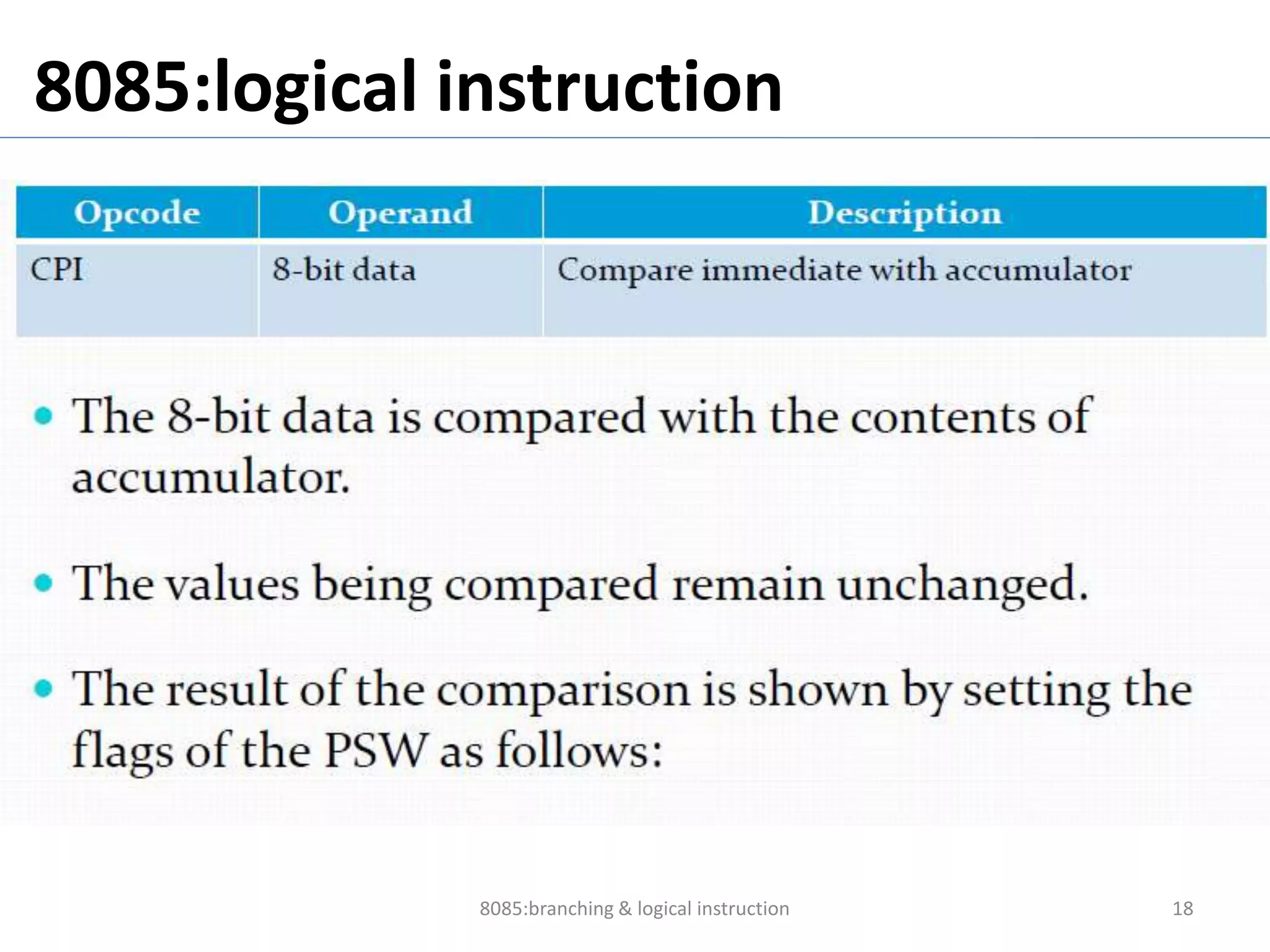 8085:branching and logical instruction | PPTX