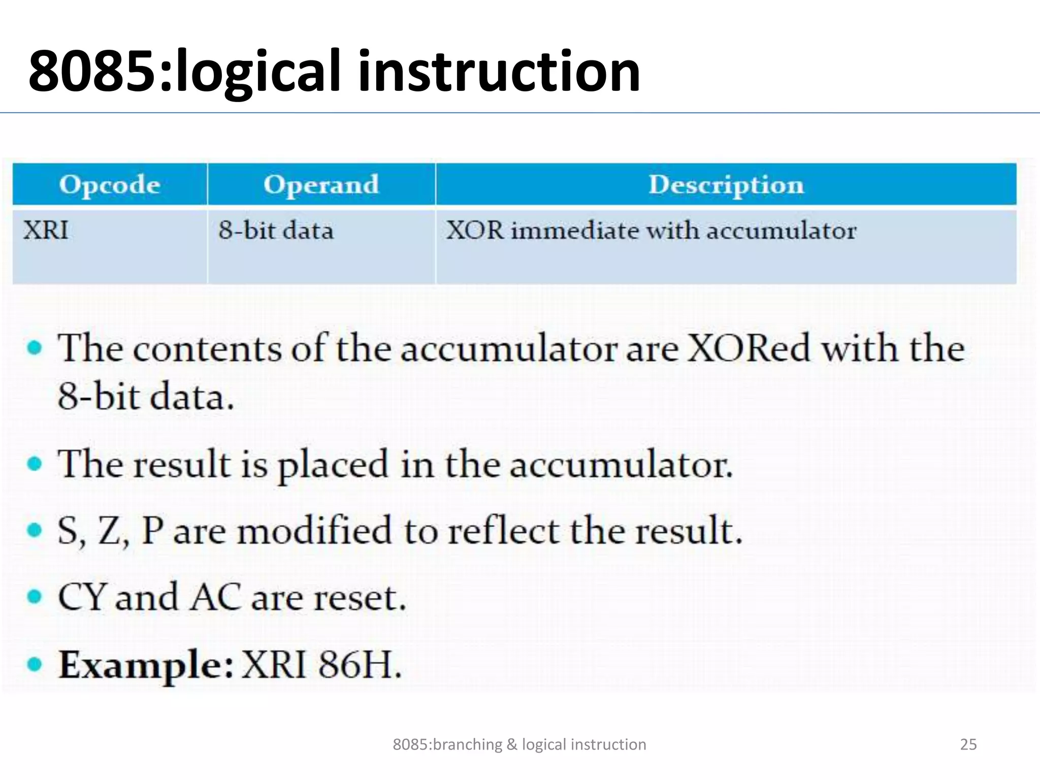 8085:branching and logical instruction | PPTX