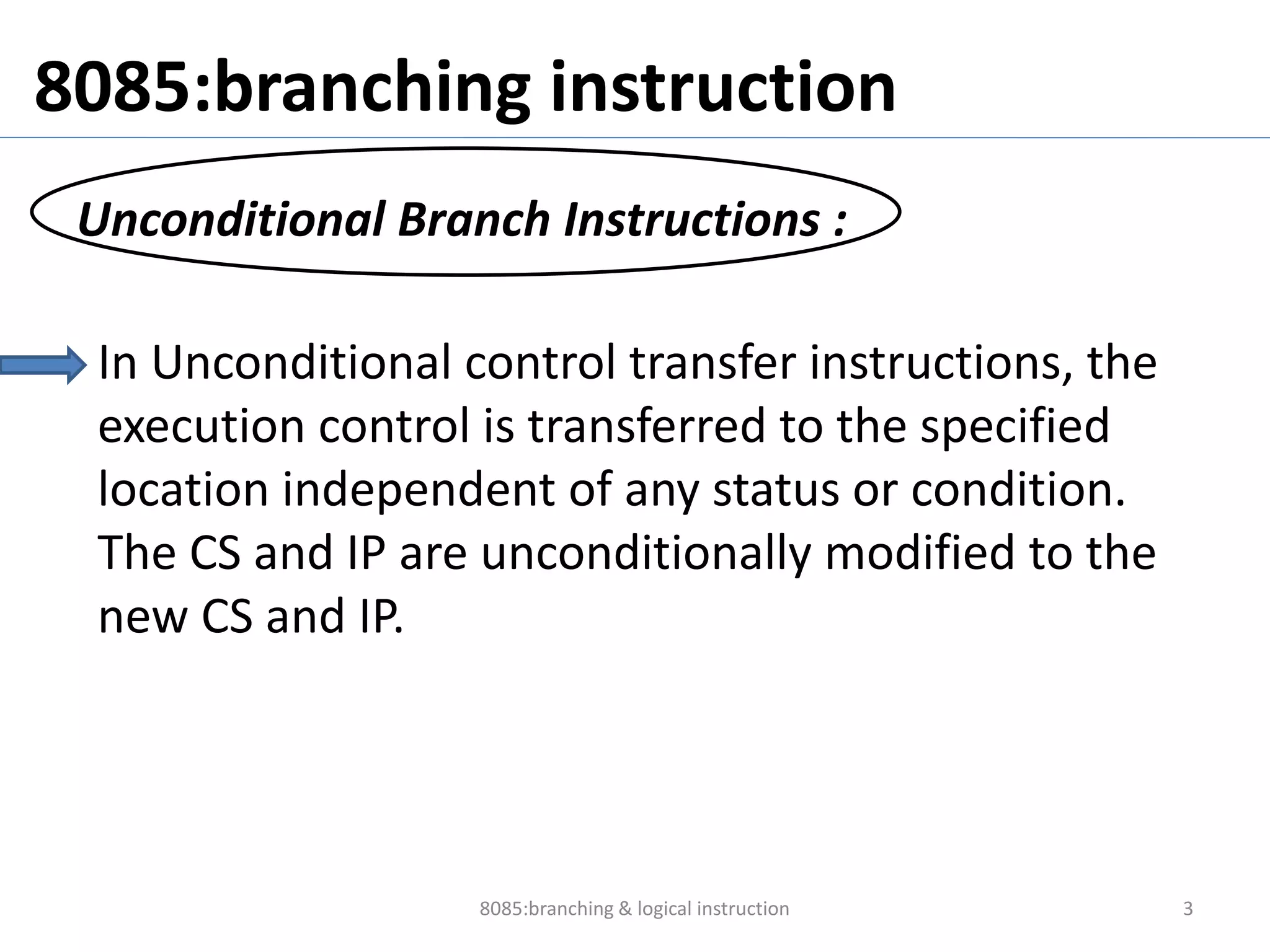 8085:branching and logical instruction | PPTX