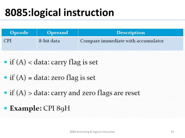 8085:branching and logical instruction | PPTX