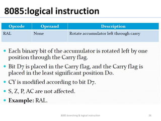 8085:branching and logical instruction | PPTX