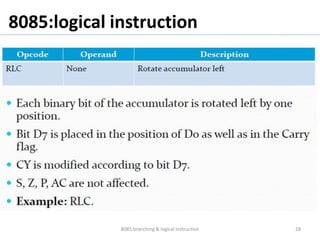 8085:branching and logical instruction | PPTX