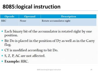 8085:branching and logical instruction | PPTX