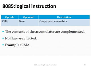 8085:branching and logical instruction | PPTX