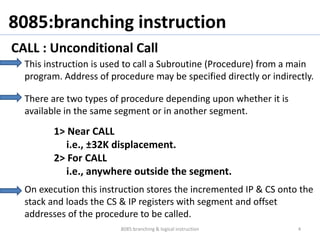 8085:branching and logical instruction | PPTX