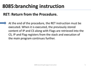 8085:branching and logical instruction | PPTX