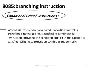 8085:branching and logical instruction | PPTX