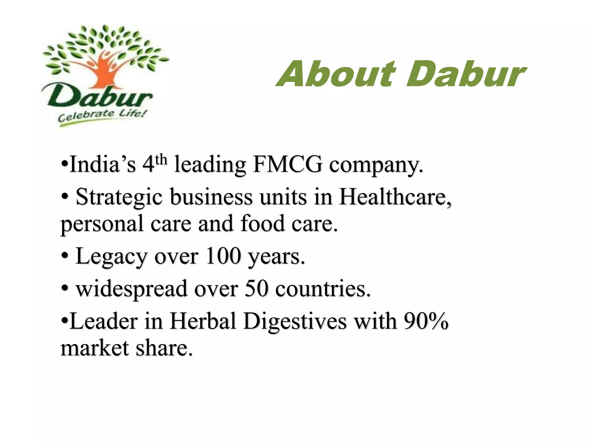 Dabur ppt on Organisation, marketing mix, strategy | PPTX