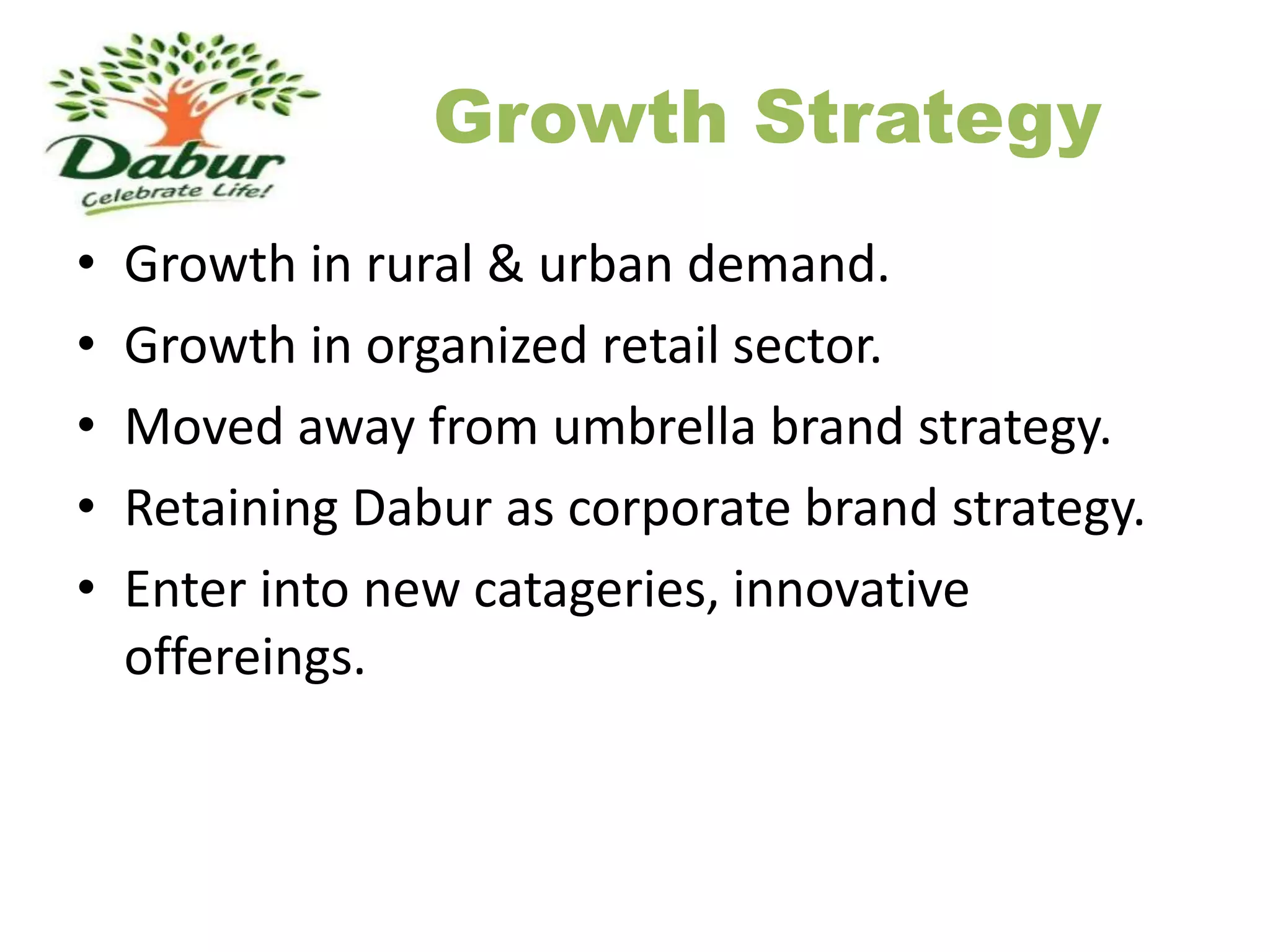 Dabur ppt on Organisation, marketing mix, strategy | PPTX