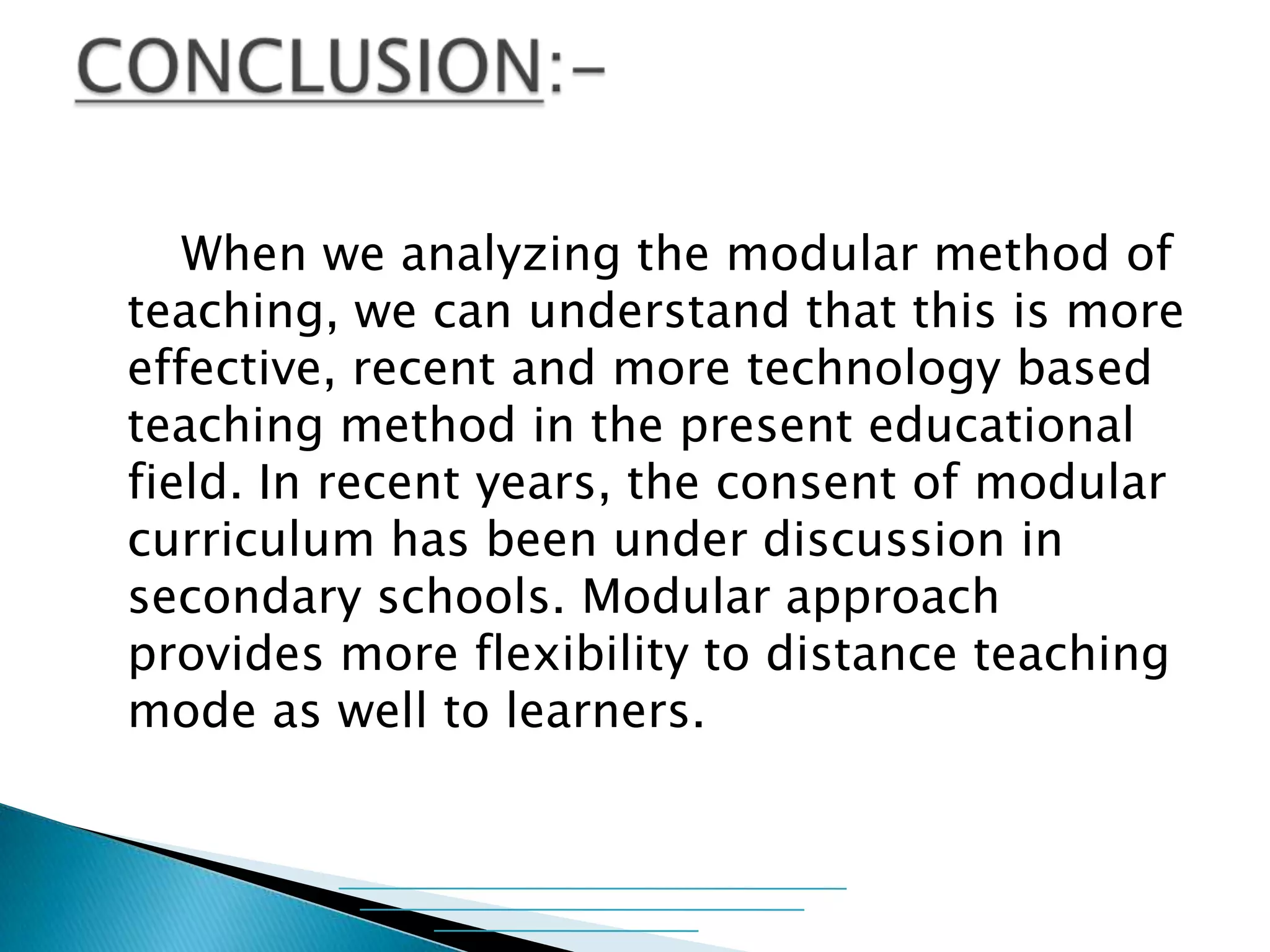 Presentation1 modularapproach-110322160708-phpapp01 | PPTX