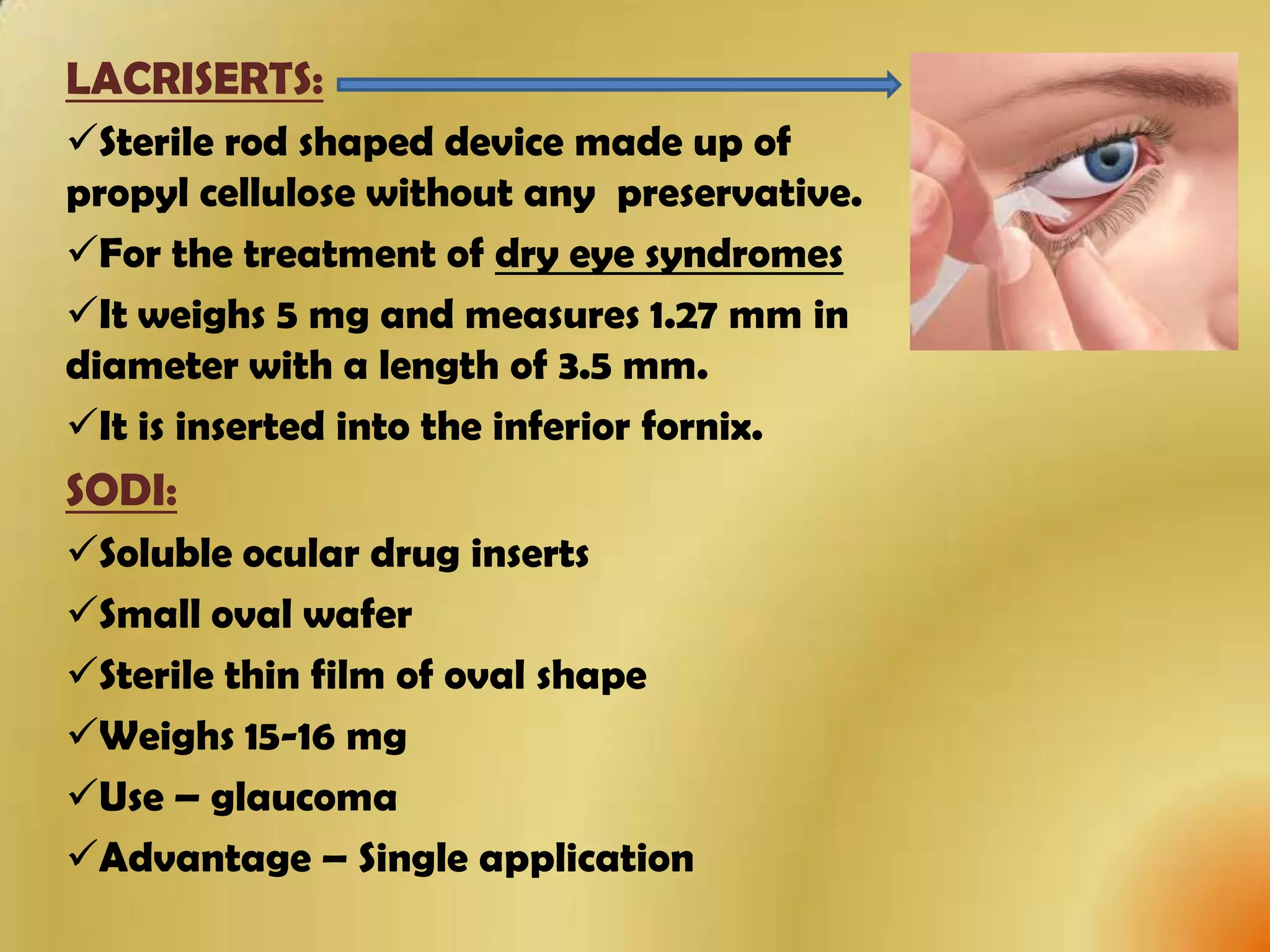 ocular drug delivery systems | PPTX