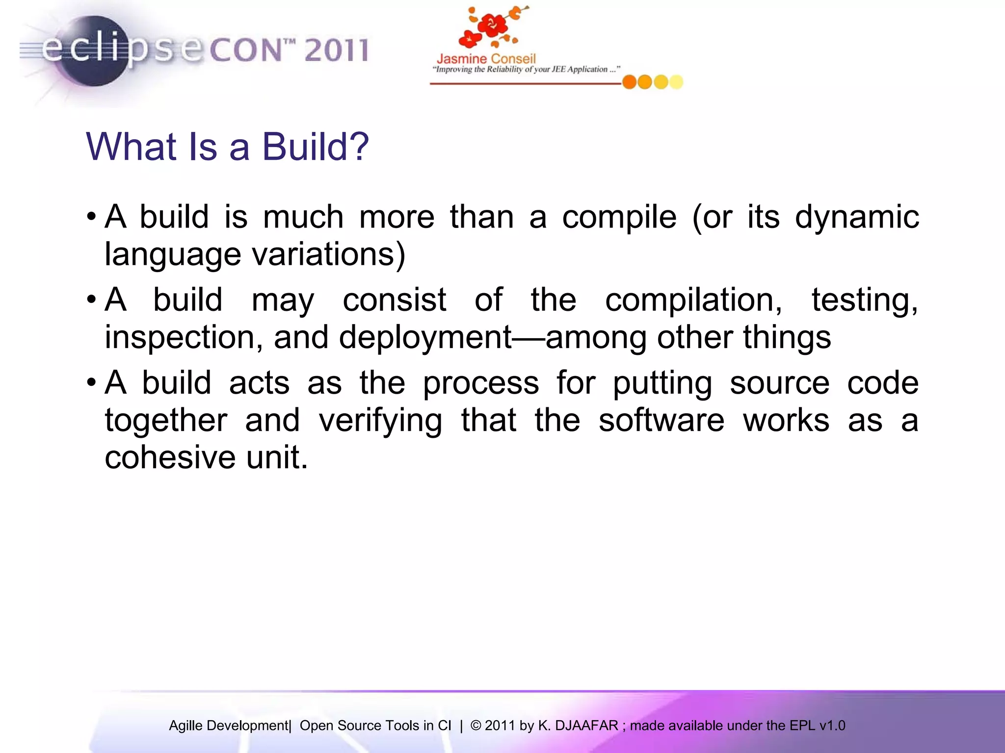Presentation 1 Open Source Tools In Continuous Integration Environment