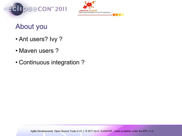Presentation 1 Open Source Tools In Continuous Integration Environment