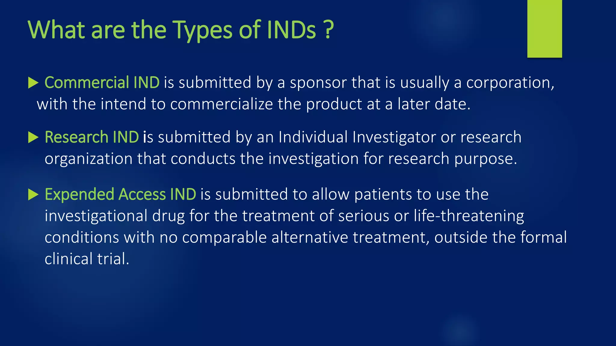 Overview of FDA requirements for IND | PPT