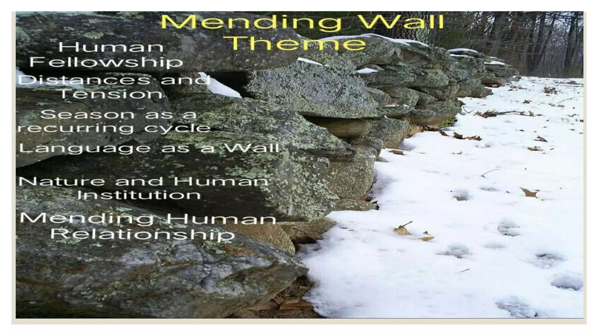 The concept of Wall with reference to Mending Wall | PPT