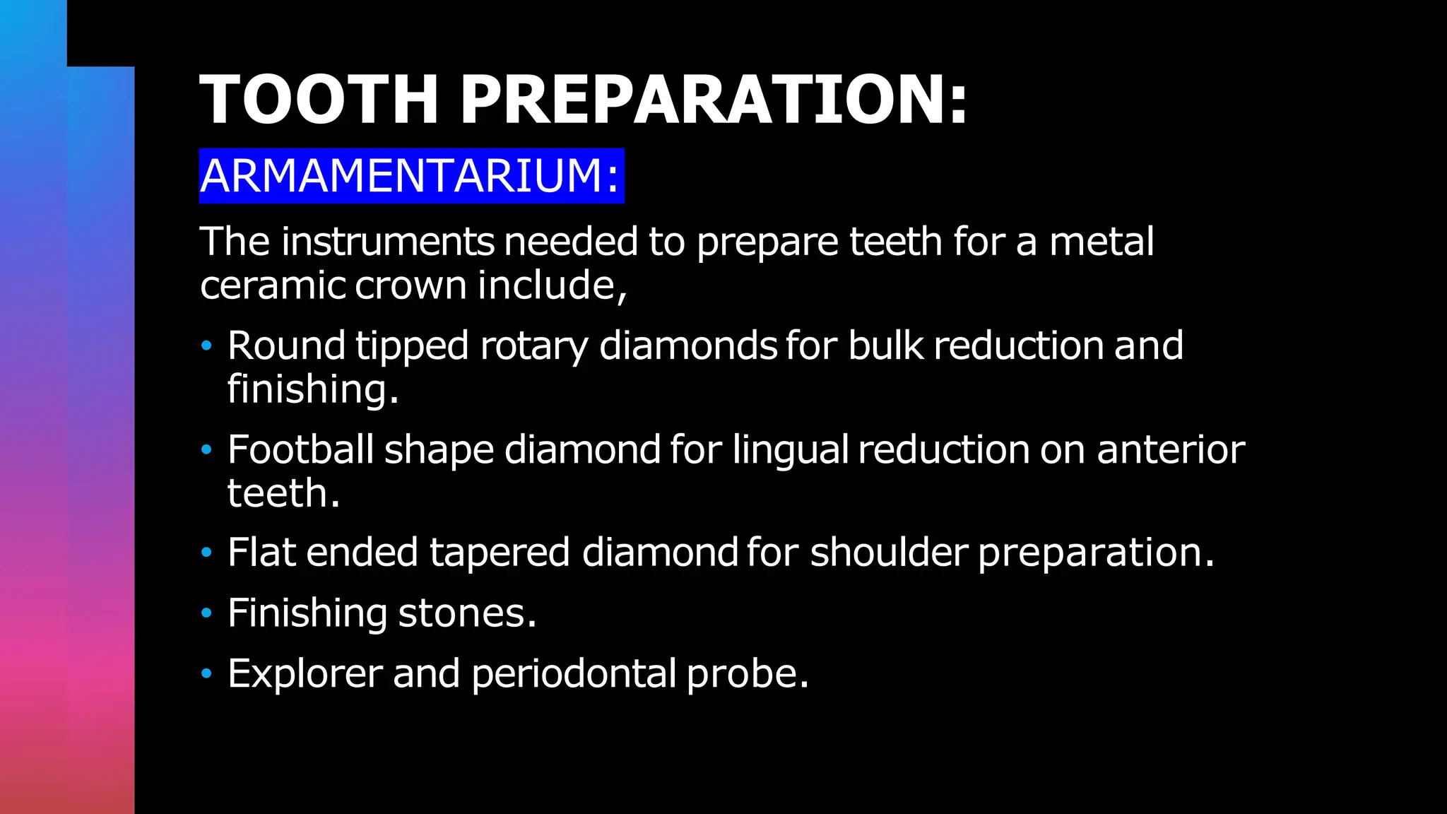 Presentation 10.pptx the metal ceramic crown preparation | PPTX