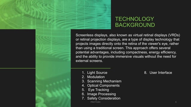 SCREENLESS DISPLAY TECHNOLOGY PPT PREPAIR BY PRATYUSH MALIK.pptx