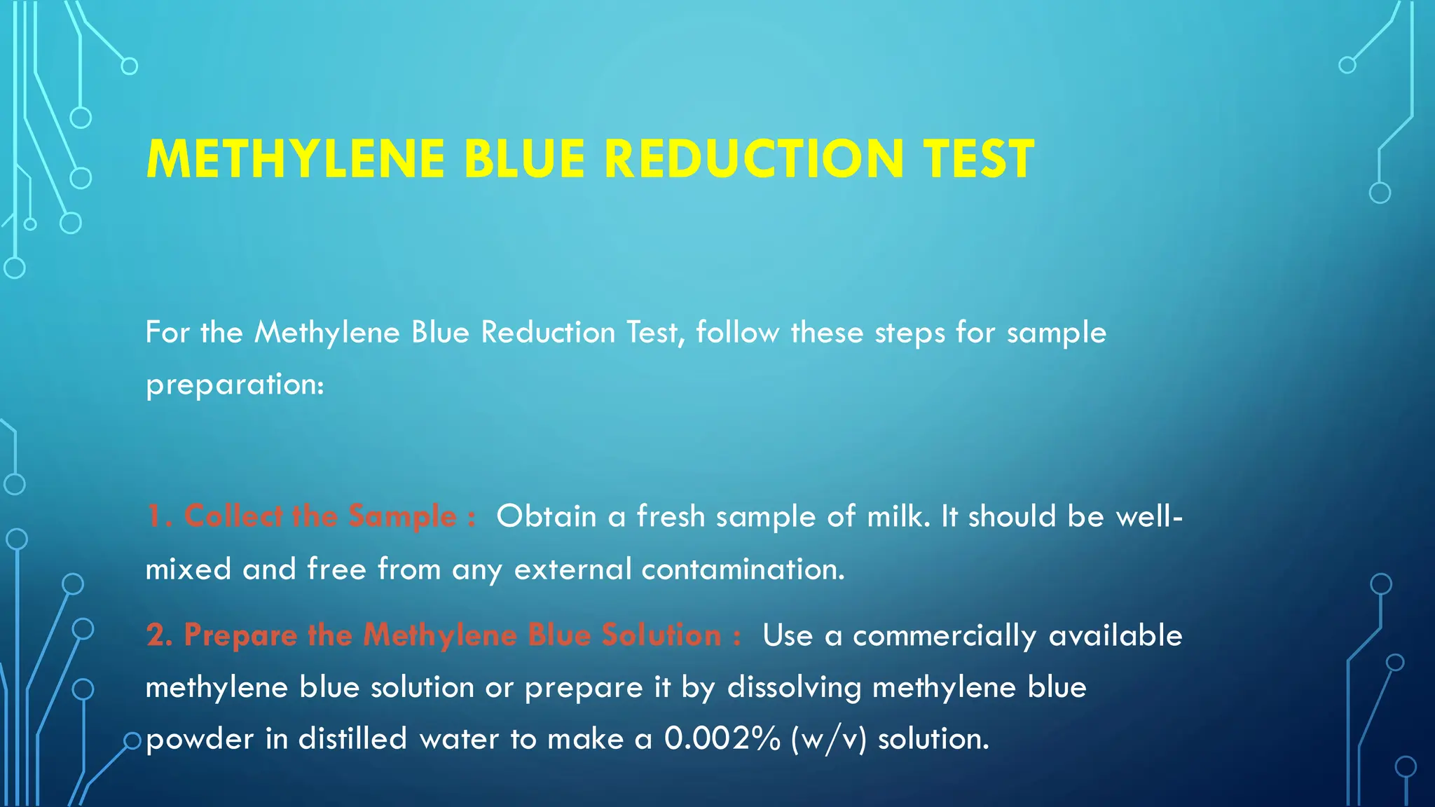 Food Microbiology- METHYLENE BLUE REDUCTION TEST | PPT