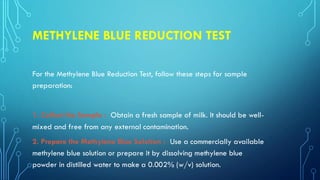 Food Microbiology- METHYLENE BLUE REDUCTION TEST | PPT
