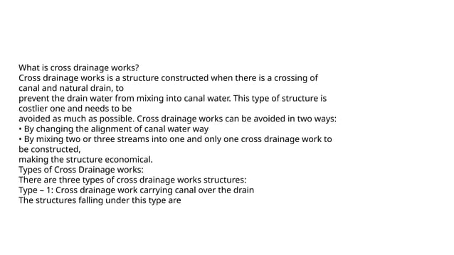 Various methods and types of cross drainage work involved in canal | PPT