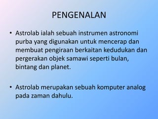 Pengubahsuaian astrolab mengikut standard Malaysia untuk kegunaan ...