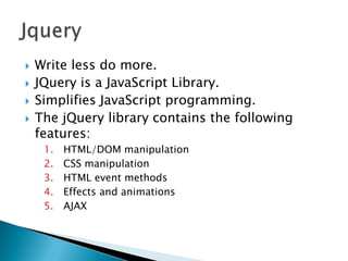Html, Css, Js & Jquery Introduction | Ppt