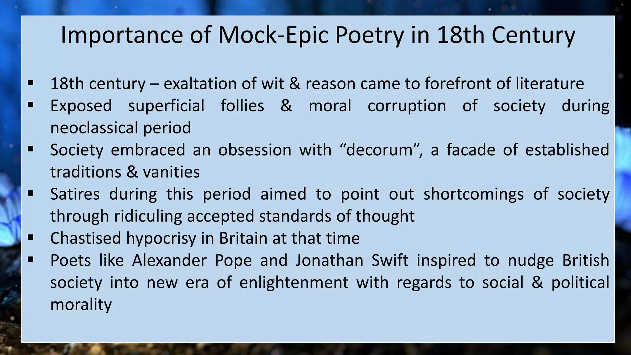 The Rape of the Lock - A Mock Poem | PPTX
