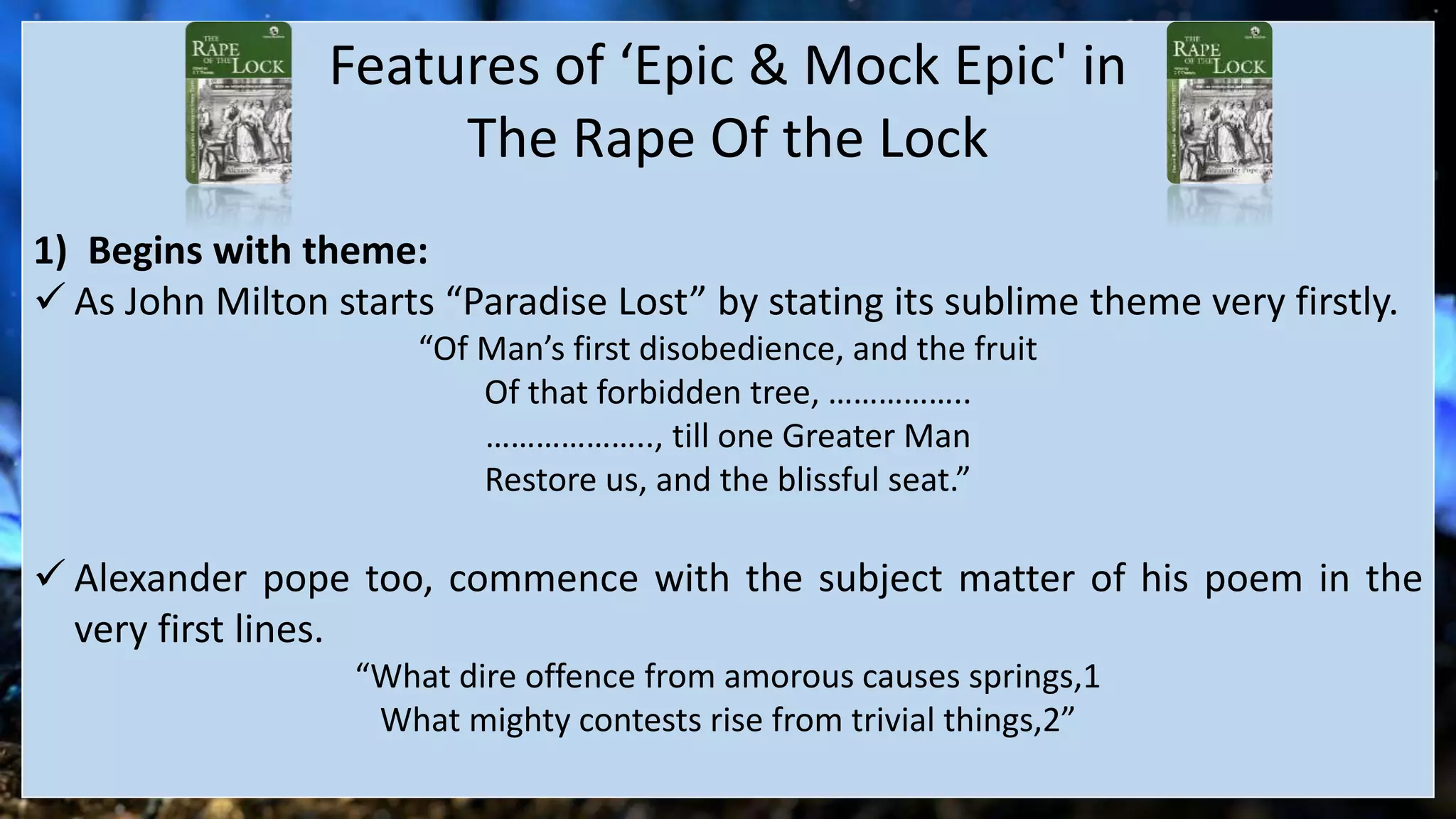 The Rape of the Lock - A Mock Poem | PPTX | Christianity | Religion ...