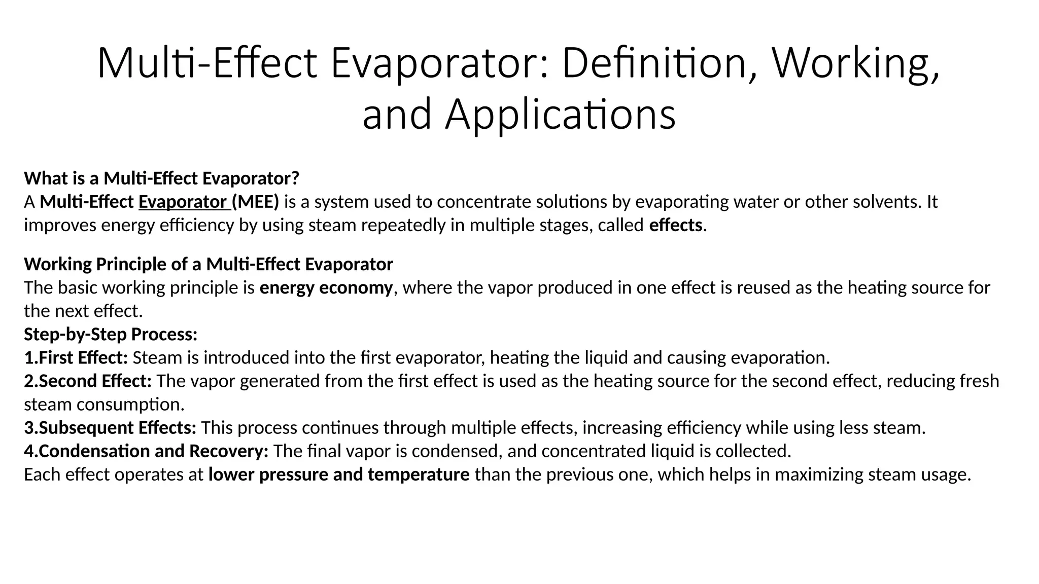 Multi-Effect Evaporator: Definition, Working, and Applications | PPTX