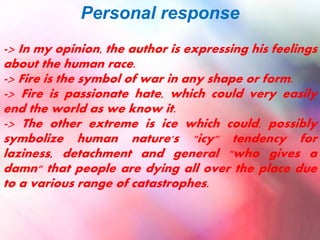 Robert Frost's Poetry- "Stopping by Woods" and "Fire and Ice" | PPTX