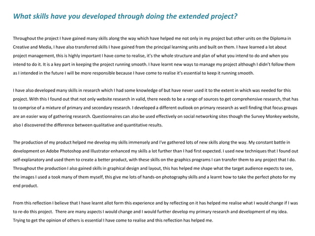 Extended Project Evaluation AO4 (Evaluating the project) | PPT