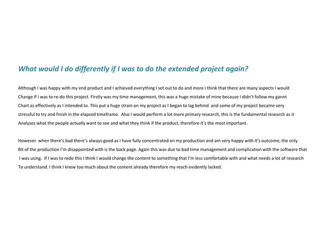 Extended Project Evaluation AO4 (Evaluating the project) | PPTX | Video Production | Content ...