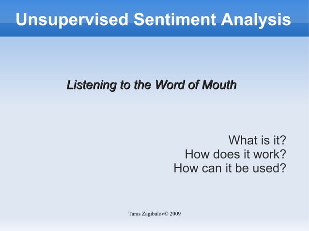 Unsupervised Sentiment Analysis | PPT