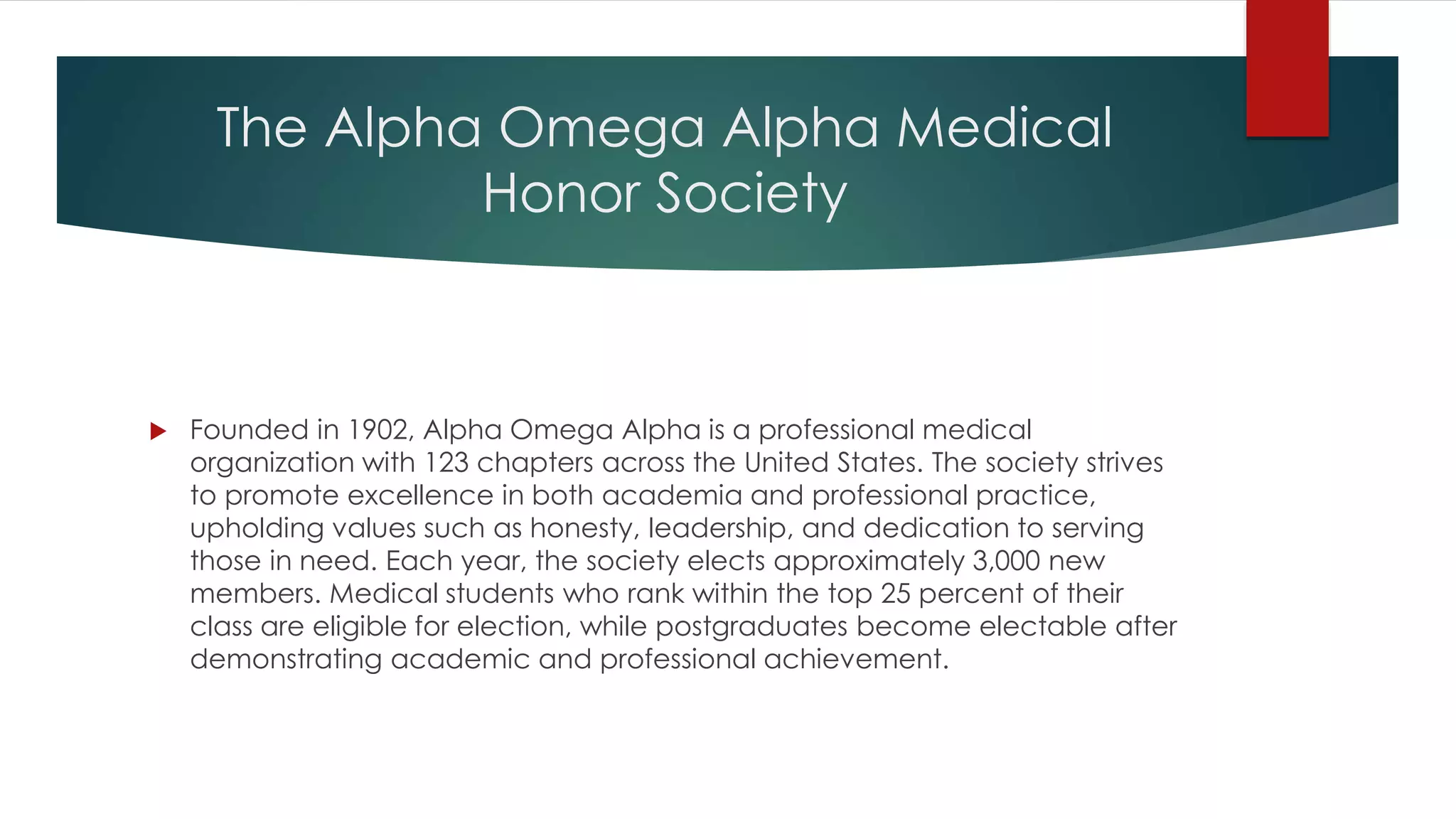 The Alpha Omega Alpha Medical Honor Society | PPTX