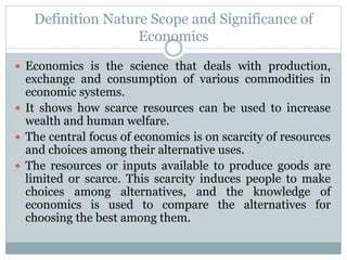 Definition Nature Scope and Significance of Economics, Business ...