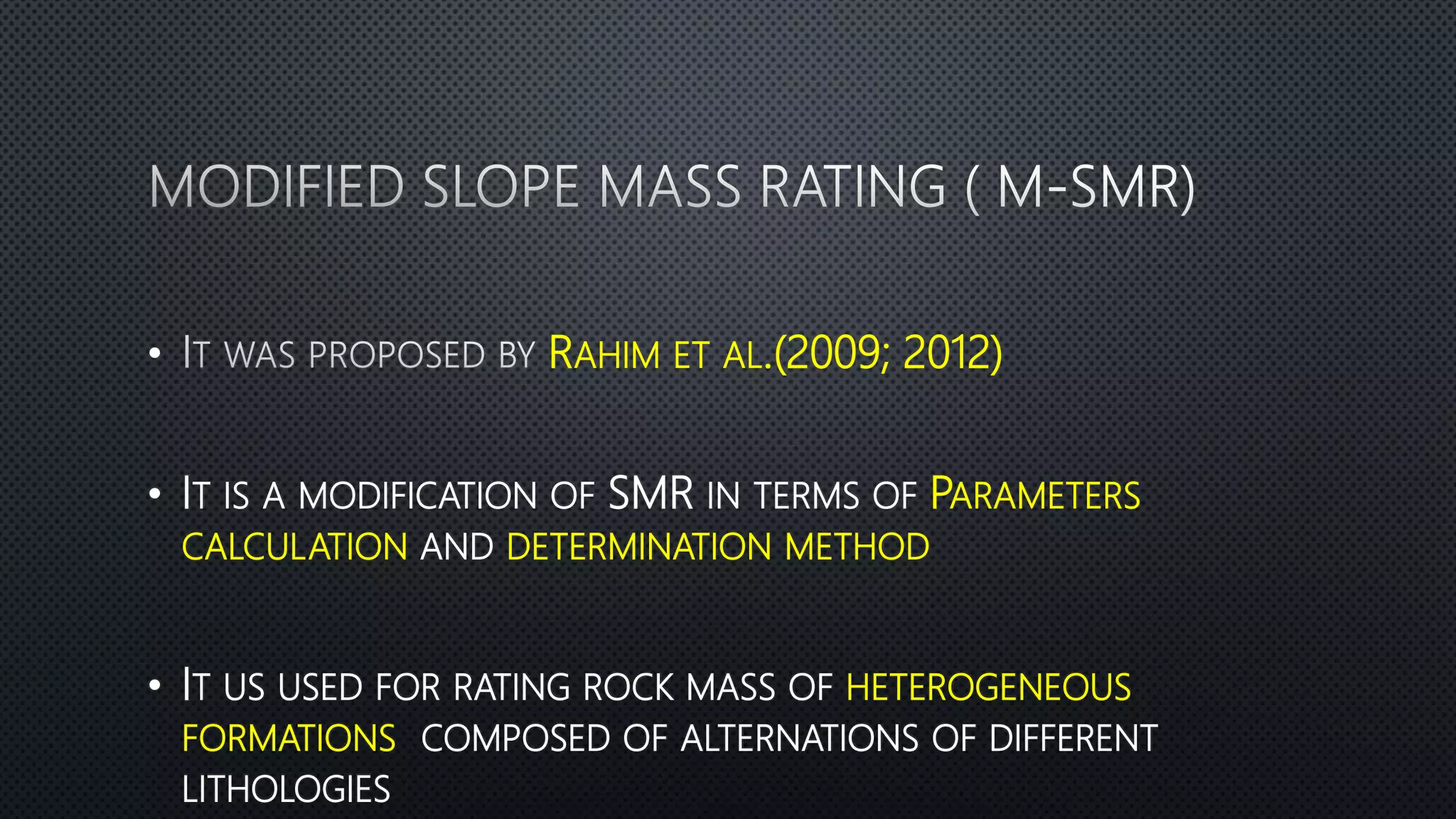 adaptiations and validations of slope mass rating | PPT