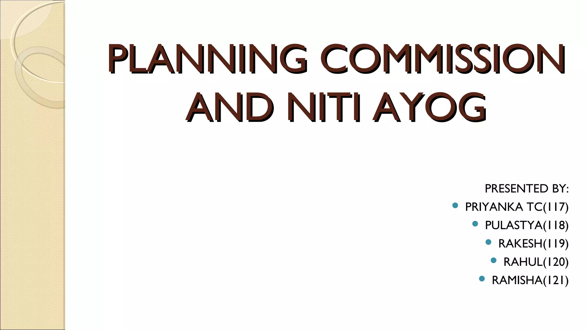 Planning Comission And Niti Ayog | PPT