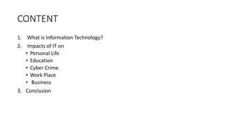 impact of information technology on society | PPTX