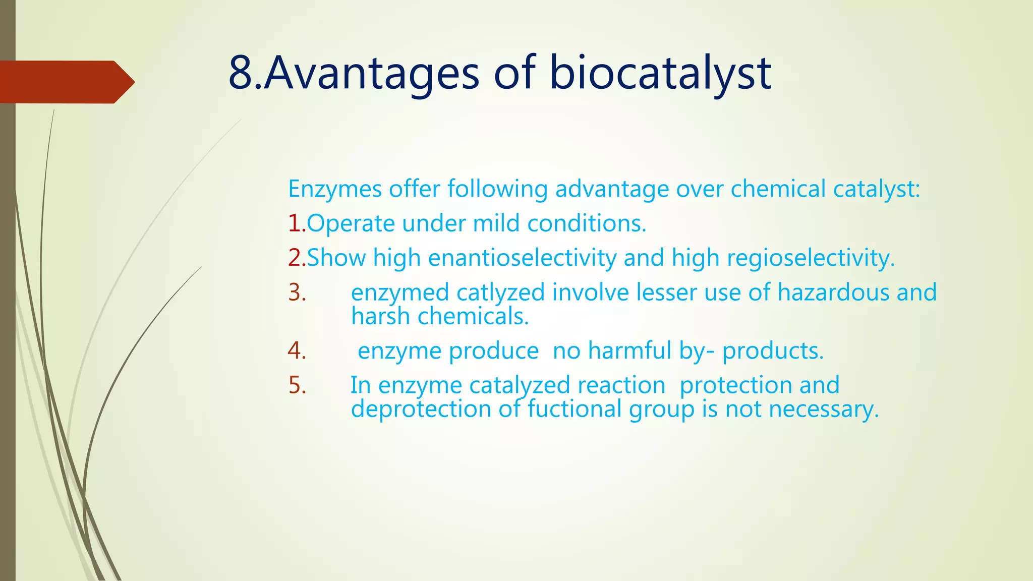 Role of biocatalysts in green synthesis , green chemistry | PPTX