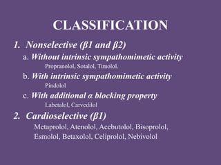 Beta adrenergic receptor blockers | PPTX