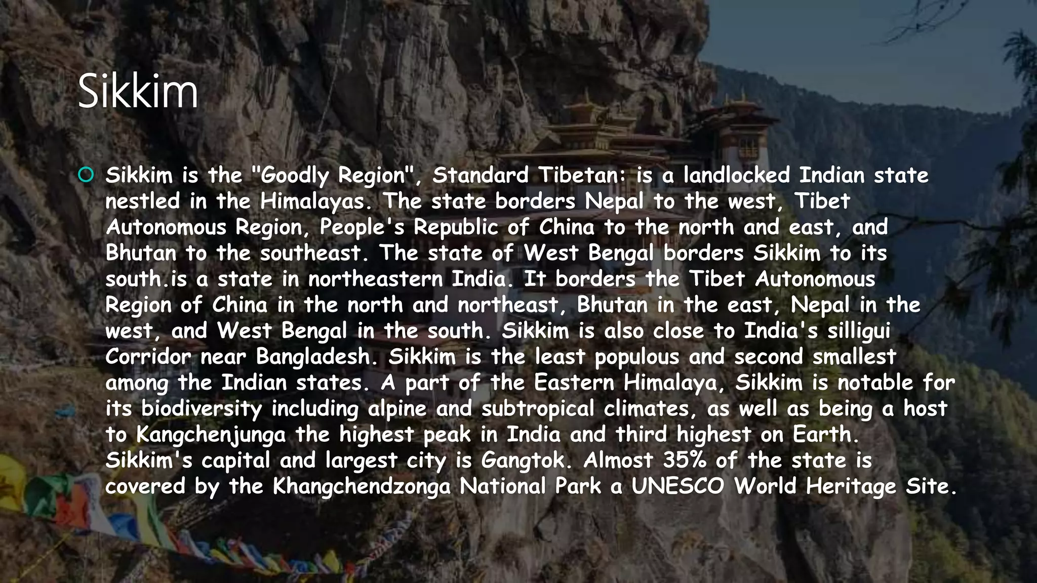 presentation on sikkim and culture for class 9 | PPTX