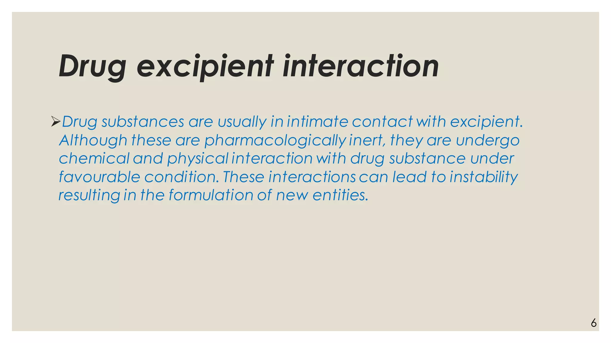 Drug excipients interaction and stability testing | PDF